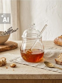 Sinsay - Skleněná dóza na med s víkem a naběračkou na med - clear
