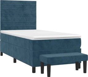 Box spring postel s matrací tmavě modrá 100x200 cm samet 3137891