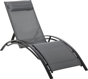 Outsunny moderní zahradní lehátko s nastavitelným opěradlem a odnímatelným polštářem z hliníkového textilenu dim. 171Š x 64H x 82V cm Šedé | Aosom