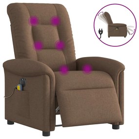 Elektrické masážní polohovací křeslo hnědé textil 3303248