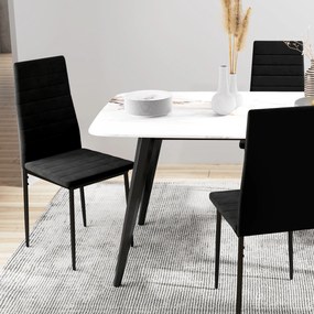 HOMCOM Sada 4 jídelních židlí, design bez opěrek, čalounění látkou, kovové nohy, černá