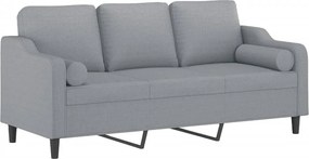 3místná pohovka s polštáři světle šedá 180 cm textil 3200853