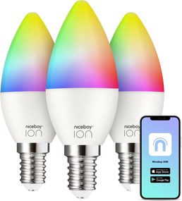 Žárovky Niceboy ION SmartBulb RGB, 6 W, E14, 3 ks