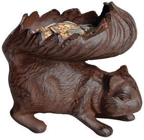 Krmítko pro veverky Squirrel, 13,5x15 cm, litina, hnědá