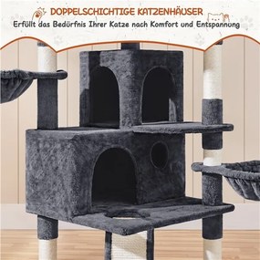 Kočičí nábytek se škrabadlem Yaheetech – tmavě šedá, 55,5 cm (délka) × 55,5 cm (šířka) × 194 cm (výška), 194 cm (265926531864)
