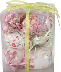 9ks dekorace bílé závěsné vajíčko s květy Hello Spring Egg - Ø 5*8 cm