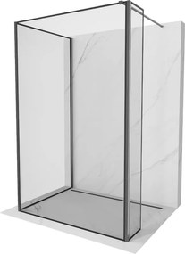 Mexen Kioto sprchová zástěna Walk-in 140 x 100 x 30 cm, černý rámeček, kartáčovaný Gun Gray - 800-140-100-221-66-70-030