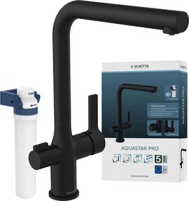 Schütte Vodovodní baterie na pitnou vodu „Aquastar Pro“ s filtračním systémem proti usazeninám vodního kamene a těžkým kovům. (černá matná)