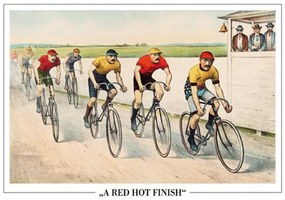 Plakát, Obraz - John Cameron - Wheelman In A Red Hot Finish, (91.5 x 61 cm)