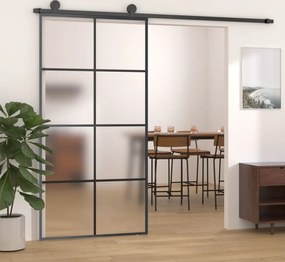 vidaXL Posuvné dveře 102,5 x 205 cm mléčné ESG sklo a hliník [151677] Barva: Černá