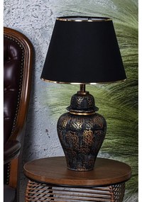 Černá/ve zlaté barvě stolní lampa s textilním stínidlem (výška 54 cm) Derin – Opviq lights
