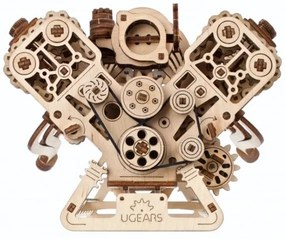 Ugears 3D dřevěné mechanické puzzle Motor V8