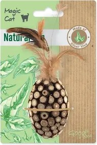 Magic Cat Hračka - Natural Fun ovál s přírodními pírky a oblepené dřev