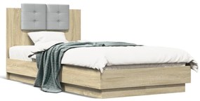 Rám postele s čelem dub sonoma 90 x 190 cm kompozitní dřevo