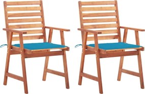 vidaXL Zahradní jídelní židle 2 ks s poduškami masivní akáciové dřevo [3064325] Barva: Modrá