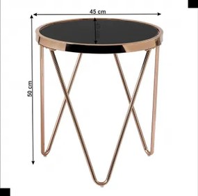 Příruční stolek VALERO, rose gold chrom růžová/černá