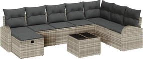 Set pohovek 9 ks Světle šedá polyratan 3359141