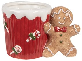 Červený keramický hrneček Perníček Gingerbread - 15*10*10 cm / 350 ml