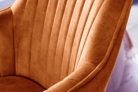Designová otočná židle Gaura tmavě - hořčicový samet