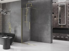 Mexen Velar, posuvné dveře do otvoru typ Walk-In 90 cm, 8mm čiré sklo, zlatá lesklá, 871-090-000-03-50
