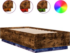 Rám postele s LED osvětlením kouřový dub 90 x 200 cm kompozit 3209636