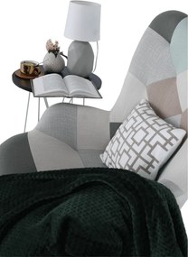 Houpací křeslo, zelená-bílá patchwork/bílá/buk, GERON