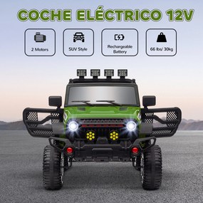 AIYAPLAY Elektrické Auto pro Děti 3+ let Dětské Elektrické Terénní Vozidlo 12V Baterie s Dálkovým Ovládáním a Tlumiči Nárazů Zelené