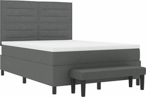 Postel s boxspringem s čelo Tmavě šedá 140 x 200 cm textil 3343996