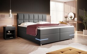 K&M postele Boxspring postel MILANO bez úložného prostoru s LED Velikost postele: 180 × 200 cm, Výběr matrace: Oboustranná pružinová matrace - středn…