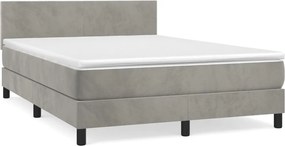 Box spring postel s matrací světle šedá 140x200 cm samet 3141185