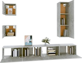 5dílný set TV skříněk betonově šedý kompozitní dřevo 3114449