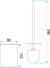 Rea B110, volně stojící WC kartáč s kovovou nádobkou, 39 cm, titanový, REA-08871