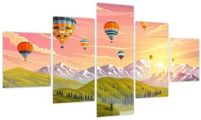 Obraz balónů nad krajinou (125x70 cm)