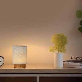 LED Solution Béžová LED stolní nabíjecí lampa s dřevěným dekorem 175mm 3W