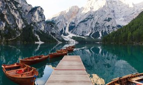 Vícedílný obraz Jezero Braies V Itálii Nedostatek Nedostatek Přírodní plátno 200x120