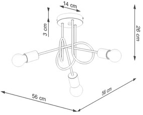 Stropní svítidlo Ember 3, dřevěné tělo svítidla, w