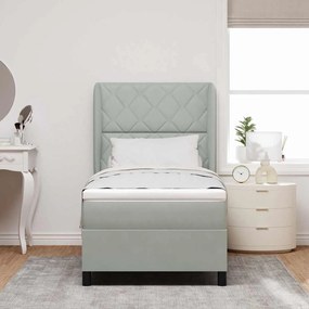 Postel s boxspringem s čelo Světle šedá 200 x 100 cm samet 3340970