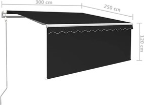 vidaXL Marketos Automatická markýza roleta LED a senzor větru 3x2,5 m antracit