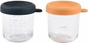 Beaba Kelímky na jídlo skleněné 2x 250 ml Blue Orange