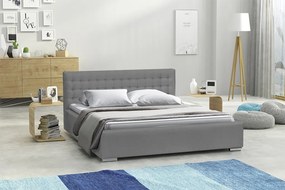 Eka Čalouněná postel SWIFT 160x200 cm Barva látky Trinity: Tmavě béžová (Trinity 2305), Úložný prostor: S dřevěným rámem úložného prostoru