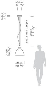 Leucos 0011286 JJ Big, modré závěsné svítidlo, 1x45W LED 2700/3000K stmívatelné, průměr 41cm