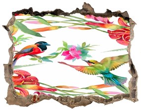 Wallmuralia Díra 3D fototapeta nálepka Egzotičtí ptáci 95x64 cm