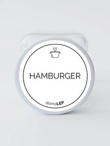 Samolepka na kořenky HAMBURGER bílá 5 cm základní písmo
