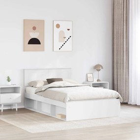 Rám postele s čelo Bílá 120 x 190 cm Kompozitní dřevo 3407895