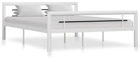 vidaXL Rám postele bíločerný kov 160 x 200 cm