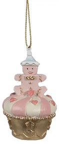 Růžovo-zlatá vánoční ozdoba Cupcake - Ø 5*8 cm