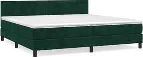 Box spring postel s matrací tmavě zelená 200x200 cm samet 3141206