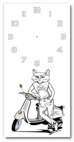 Wallmuralia Nástěnné skleněné hodiny Kočičí muž 30x60 cm