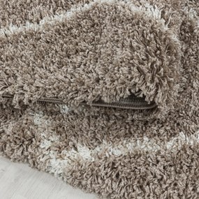 Ayyildiz, Kusový koberec Alvor Shaggy 3401 beige kruh, 80x80 (průměr) kruh, béžová, ložnice