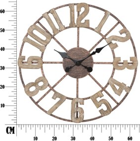 Hnědé kovové nástěnné hodiny Mauro Ferretti Maniero, 63,5 cm